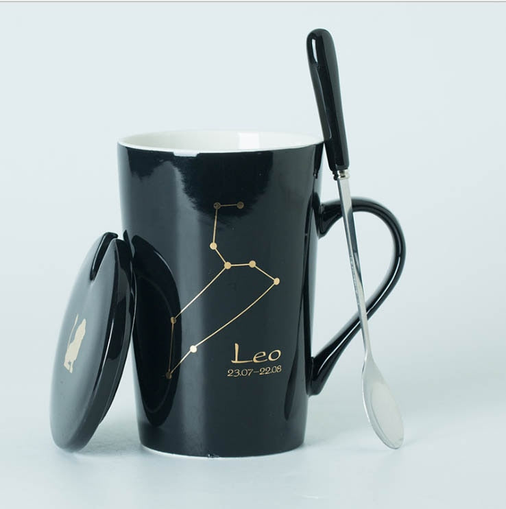 Black and Gold Ceramic Porcelain Astrological Constellation Mugs With ...